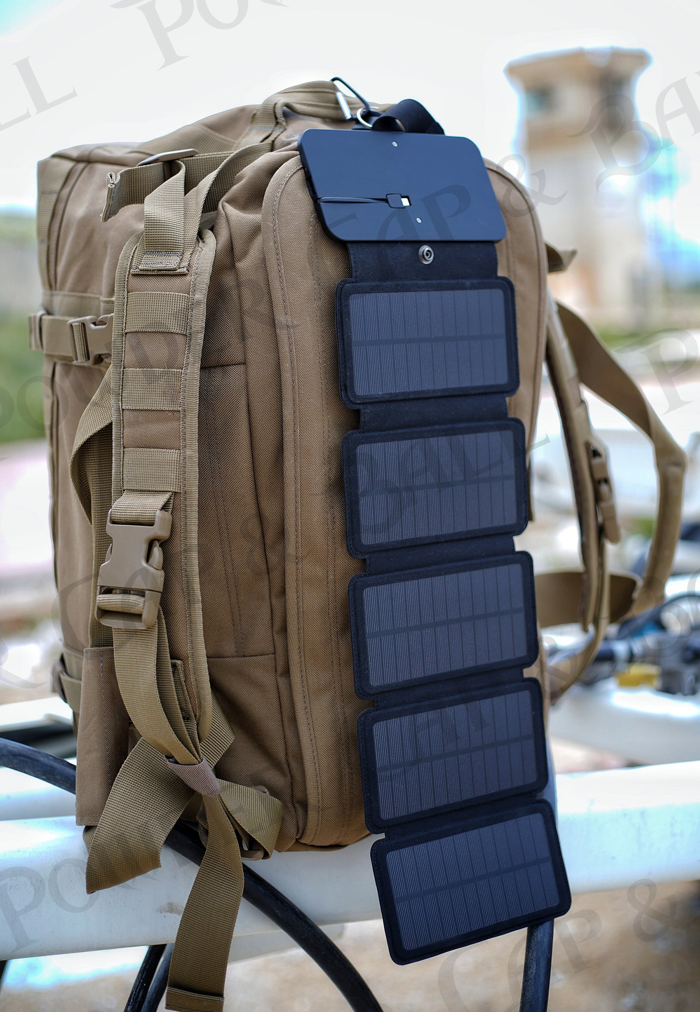 Solar charger with built in USB-C cable and USB port – Powder Cap & Ball